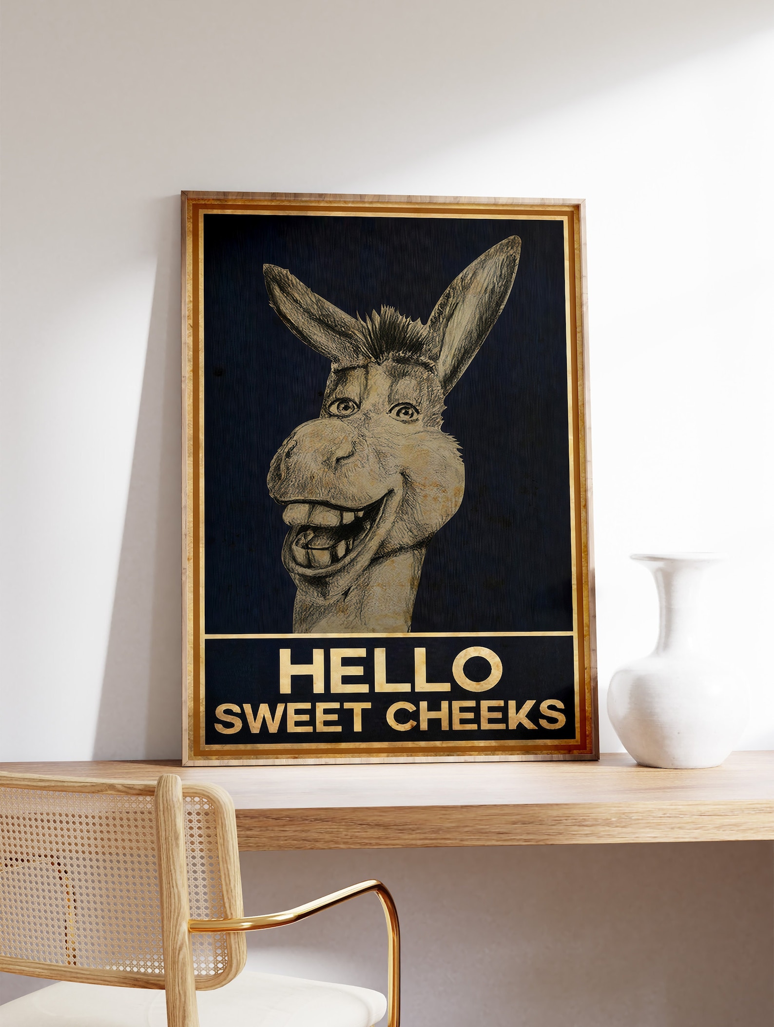 Donkey Hello Sweet Cheeks Poster Funny Comedy Animal Art - Etsy