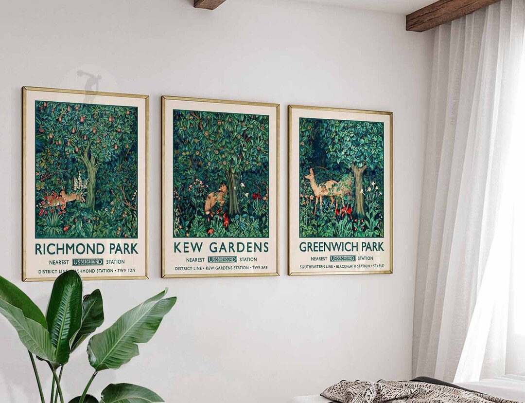 William Morris Print, Set of 3 Prints, William Morris Art, Forest Art ...