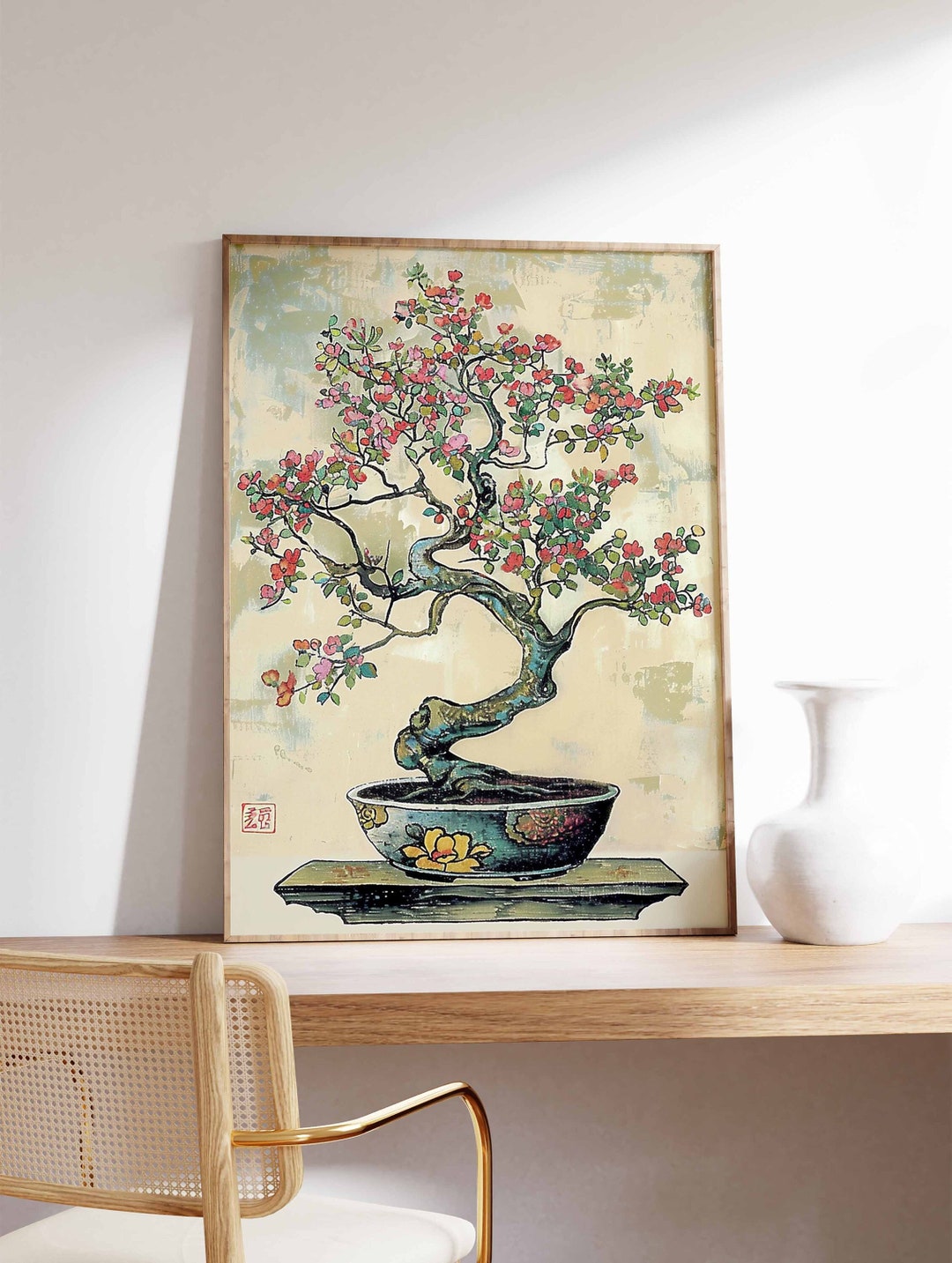 Bonsai Tree Poster, Japanese Bonsai Print, Japanese Floral Print ...