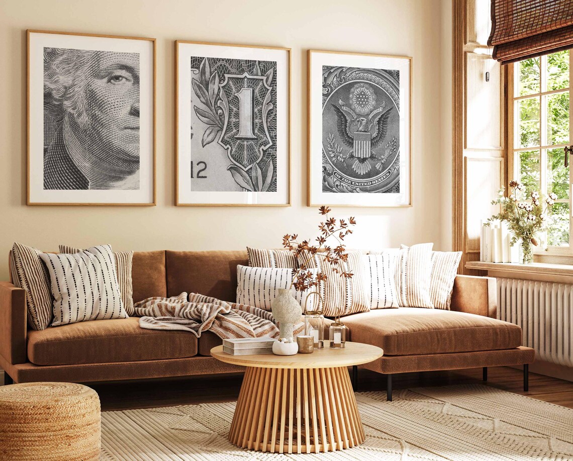Dollar Bill Set of 3 Posters | Money Wall Art | Luxury Wall Art ...
