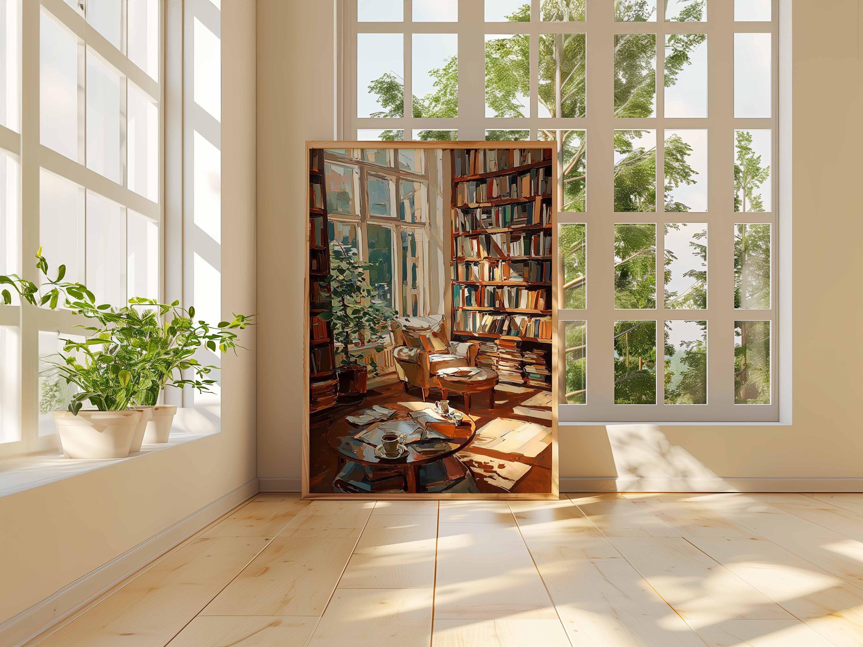 Cozy Reading Room Art Print | Impressionist Library Poster | Book Lover ...