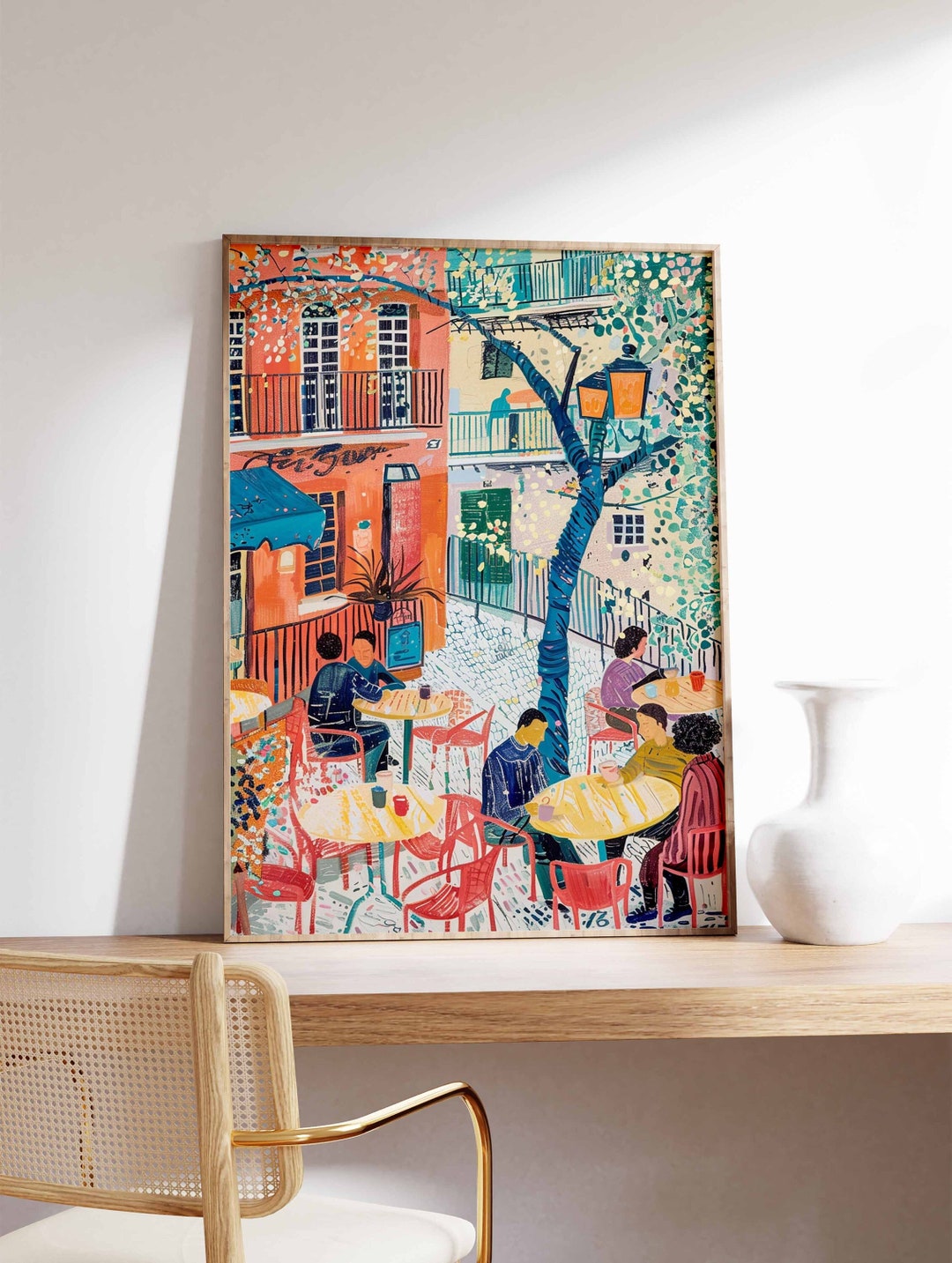 Vintage Bistro Art Print, European Cafe Scene, Kitchen Decor - Etsy