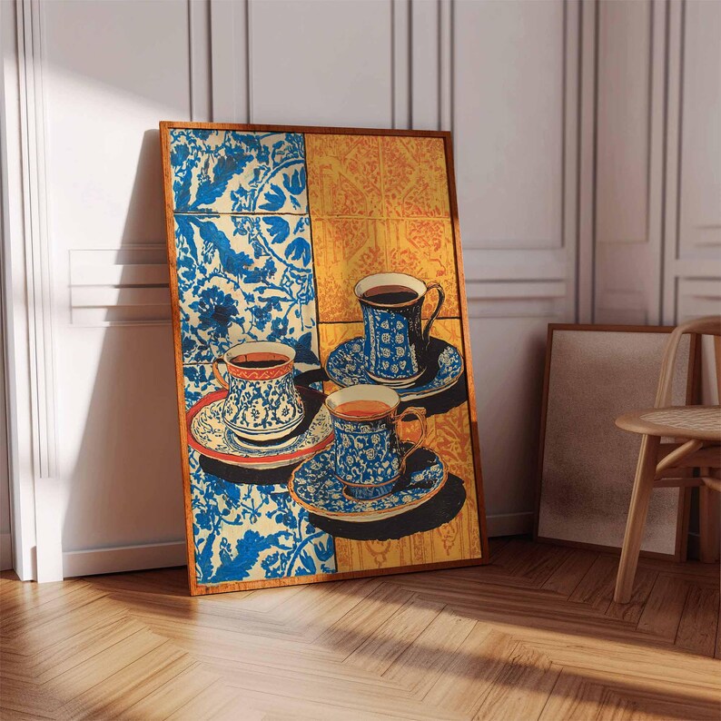 Arabic Tea Cups Poster, Vintage Kitchen Wall Art, Islamic Decor - Etsy