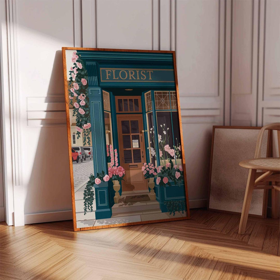 Vintage Florist Poster, Botanical Decor, Retro Flower Shop Print, Retro ...