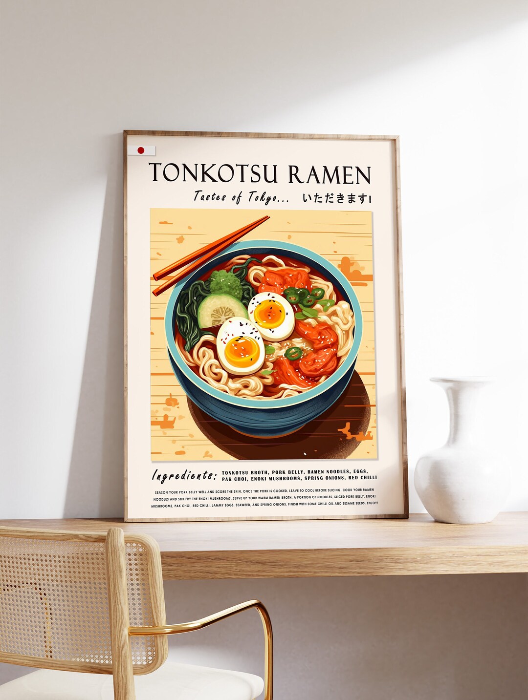 Japanese Tonkotsu Ramen Food Poster, Japanese Food Print, Asian Food ...