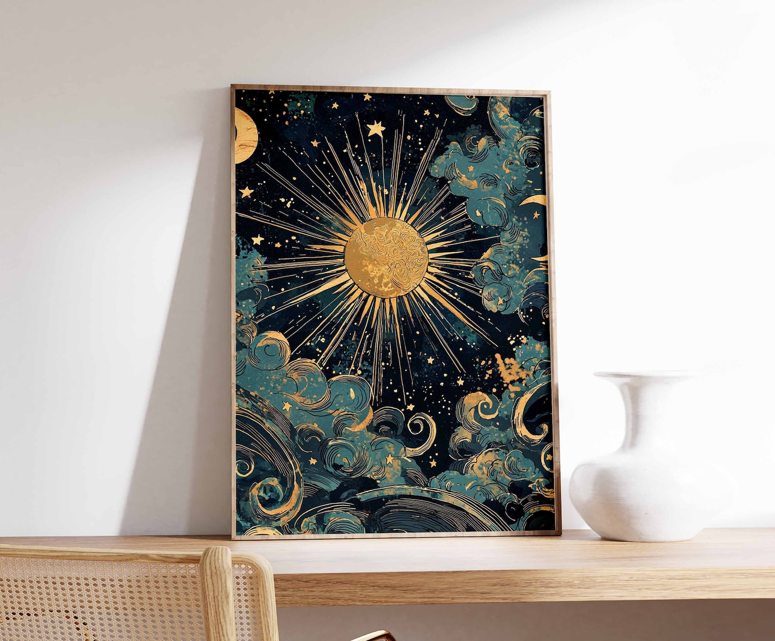 Sun and Moon Poster, Celestial Poster, Spiritual Decor, Vintage Poster ...