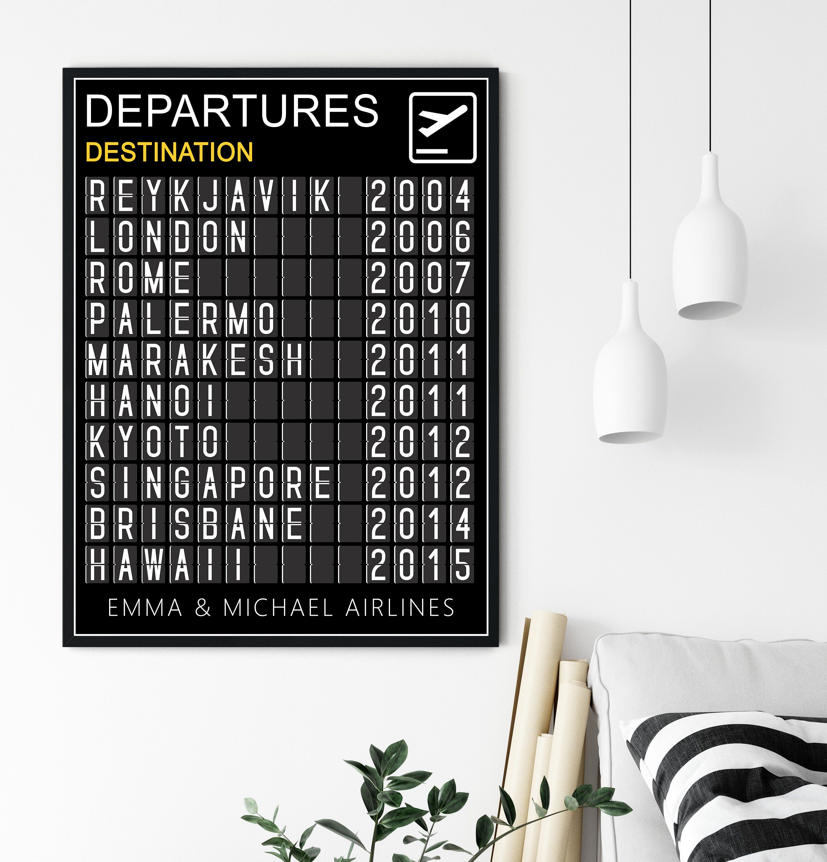 Personalised Custom Travel Poster, Departure Board, Airport Travel ...