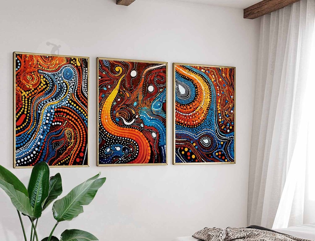Aboriginal Set of 3 Prints, Indigenous Poster Set, Aboriginal Decor ...