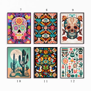 Mexican Poster Sets, Mexican Wall Art Decor, Floral Wall Print, Mexican ...