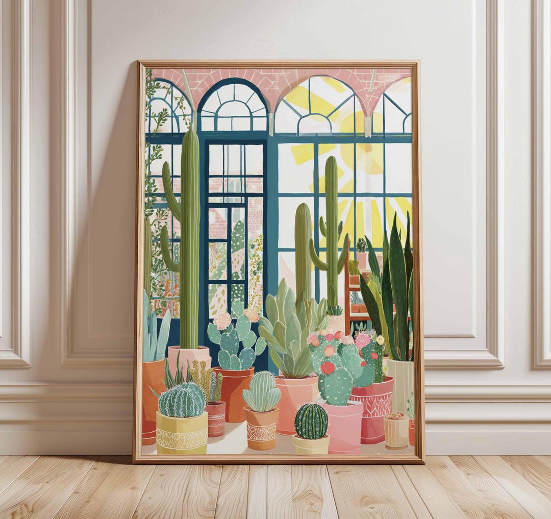 Cactus Wall Art Print, Succulent Poster, Greenhouse Botanical ...