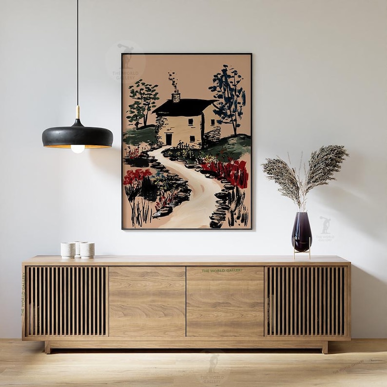 Cottage Garden Poster | Rustic Countryside Wall Art | Floral Path ...