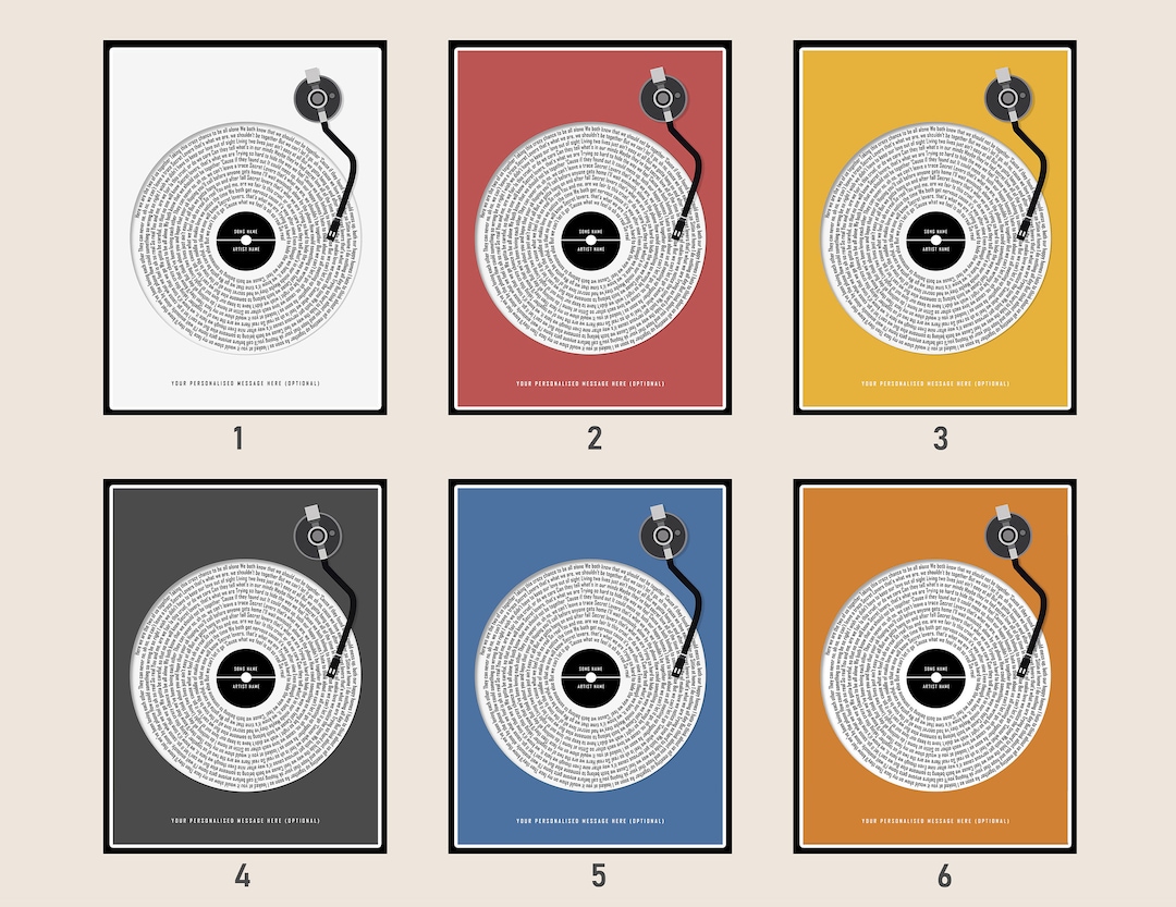 Custom Vinyl Lyrics Print, Personalised Music Poster, Customizable ...
