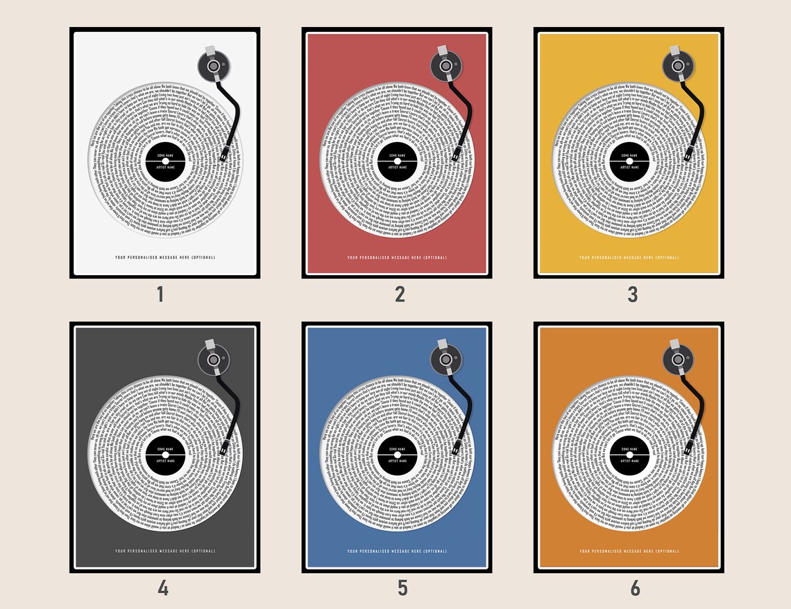 Custom Vinyl Lyrics Print Personalised Music Poster - Etsy