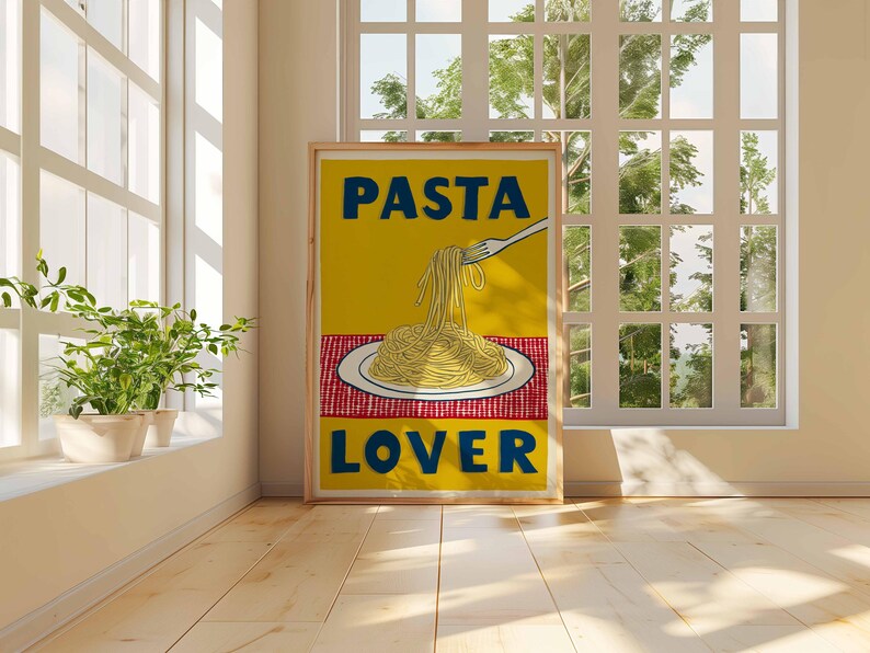 Retro Pasta Lover Kitchen Print, Vintage Italian Food Poster - Etsy UK
