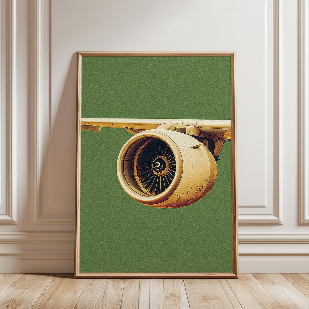 Green Aviation Engine Poster | Jet Turbine Close up Illustration ...