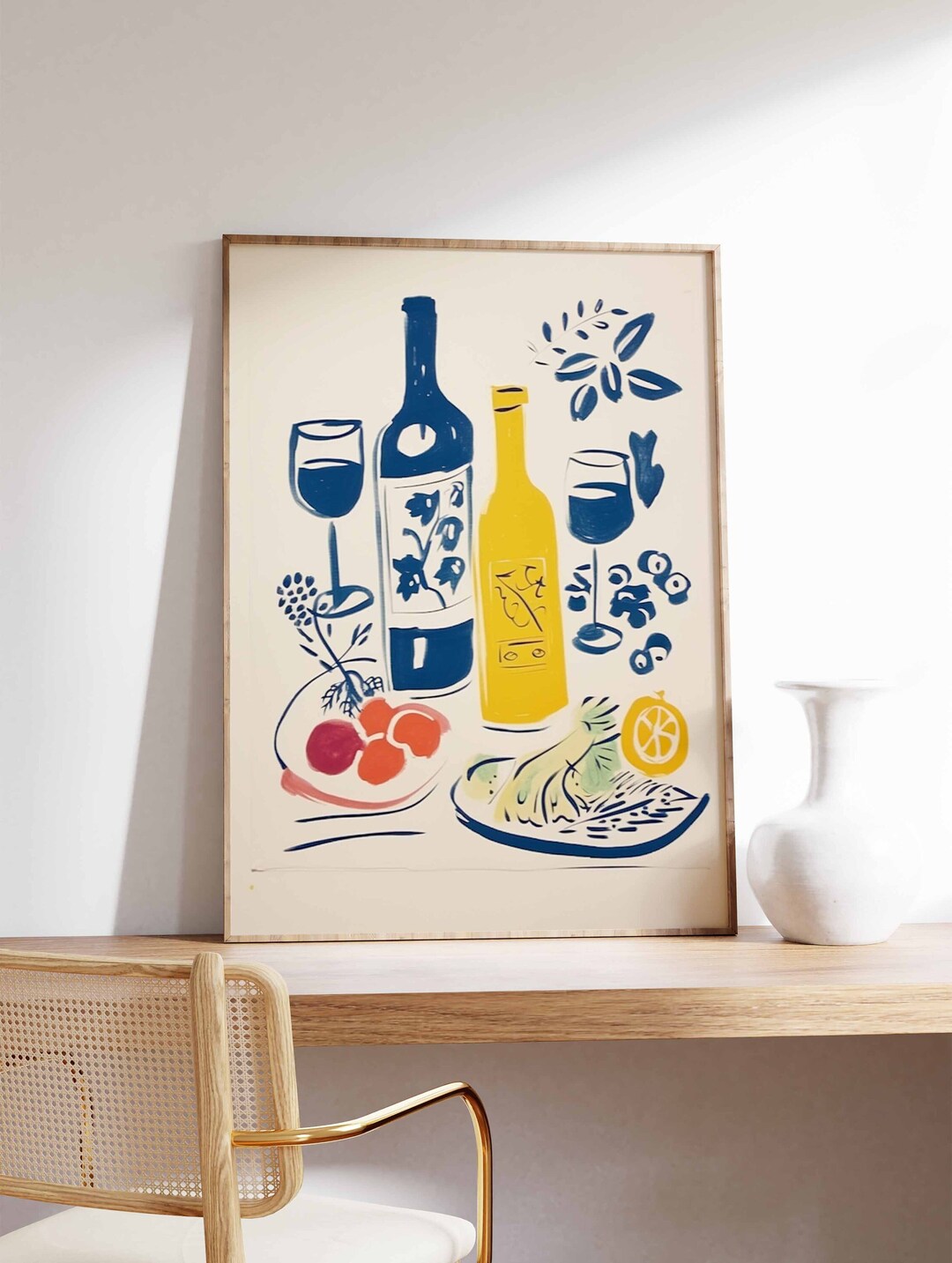 Dinner Party Food Print, Retro Food Art, Vintage Kitchen Poster ...