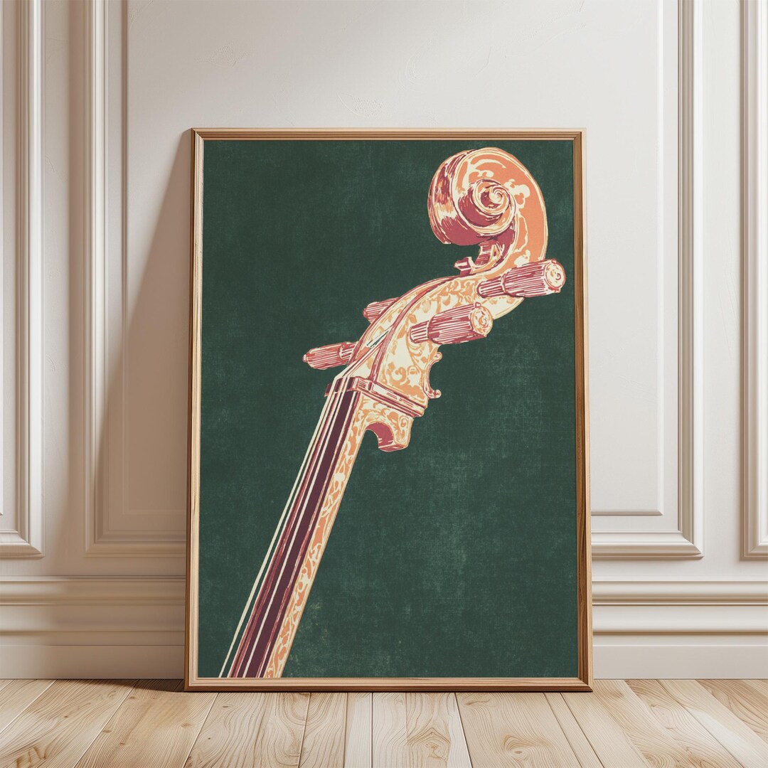 Chinese Erhu Scroll Poster, Ornate Carved Instrument Art Print - Etsy
