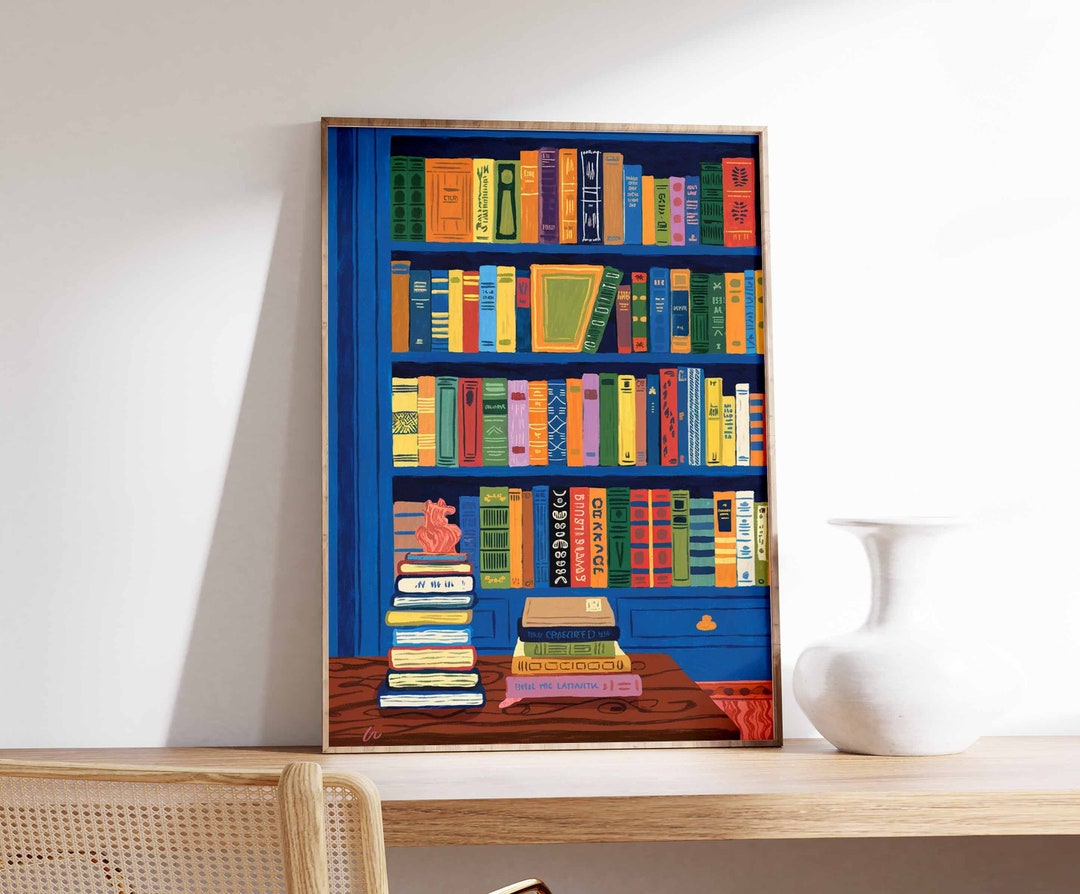 Vintage Library Poster, Book Art, Reading Poster, Book Lovers Gift ...