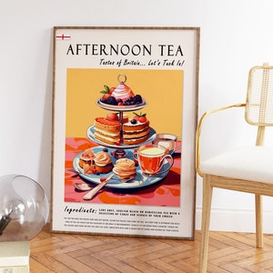 Afternoon Tea Food Poster, English Food and Drink Print, London Print ...