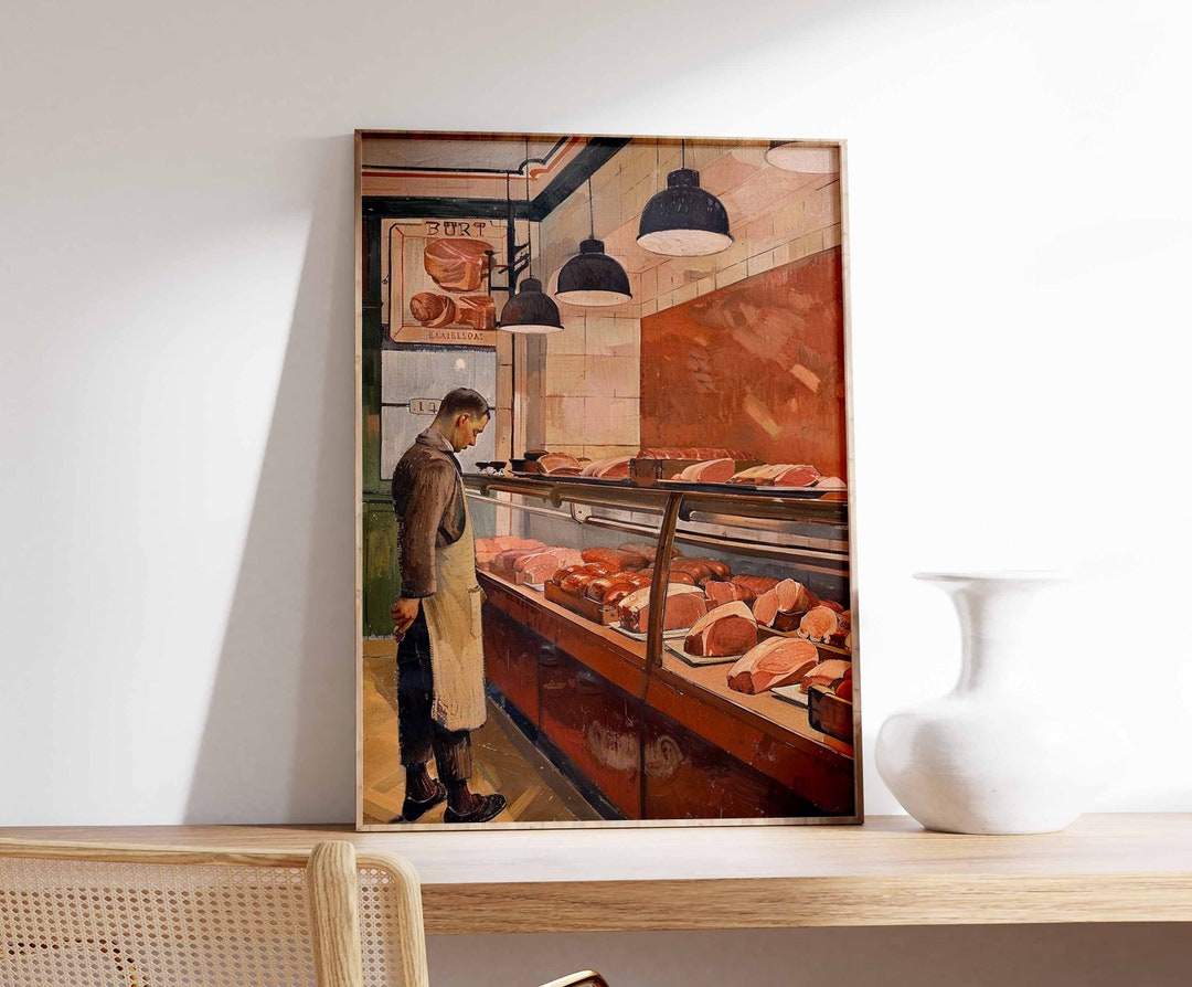 Vintage Butcher Shop Poster, Retro Kitchen Meat Art - Etsy
