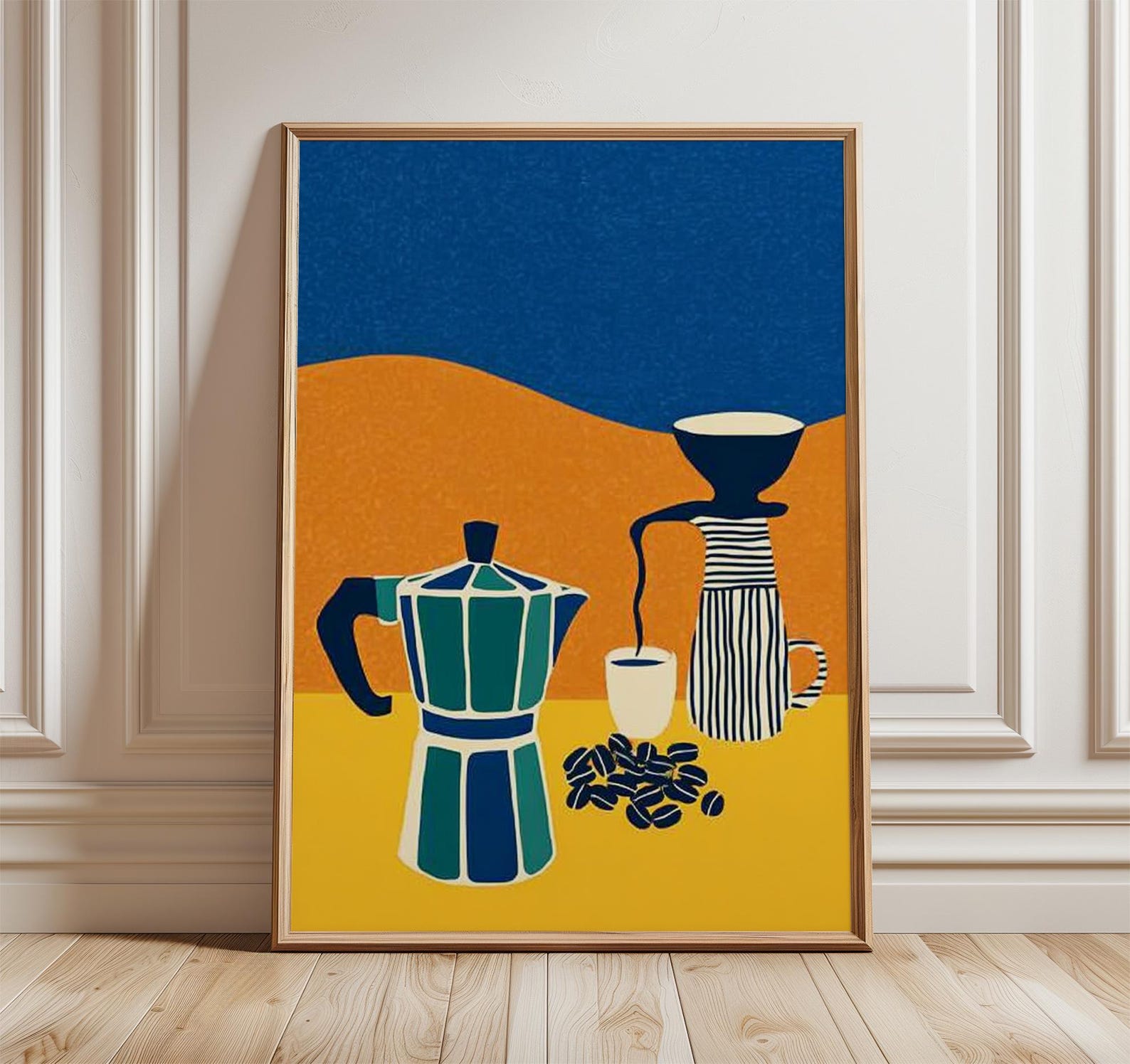 Modern Coffee Pot Set Pop Art Poster, Colorful Moka Pot and Cup Print ...