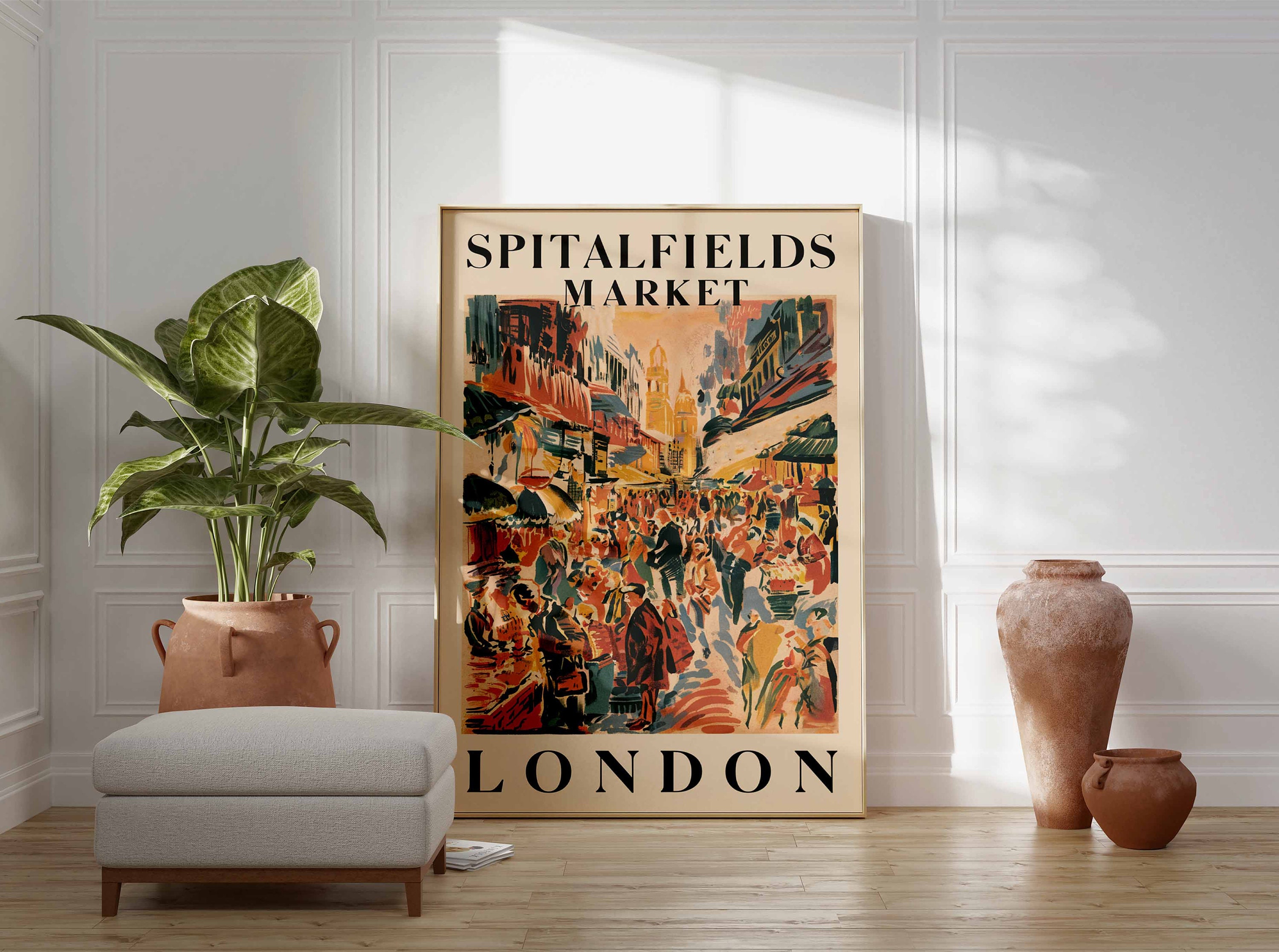 Spitalfields Market London Art Print, Retro Travel Poster - Etsy