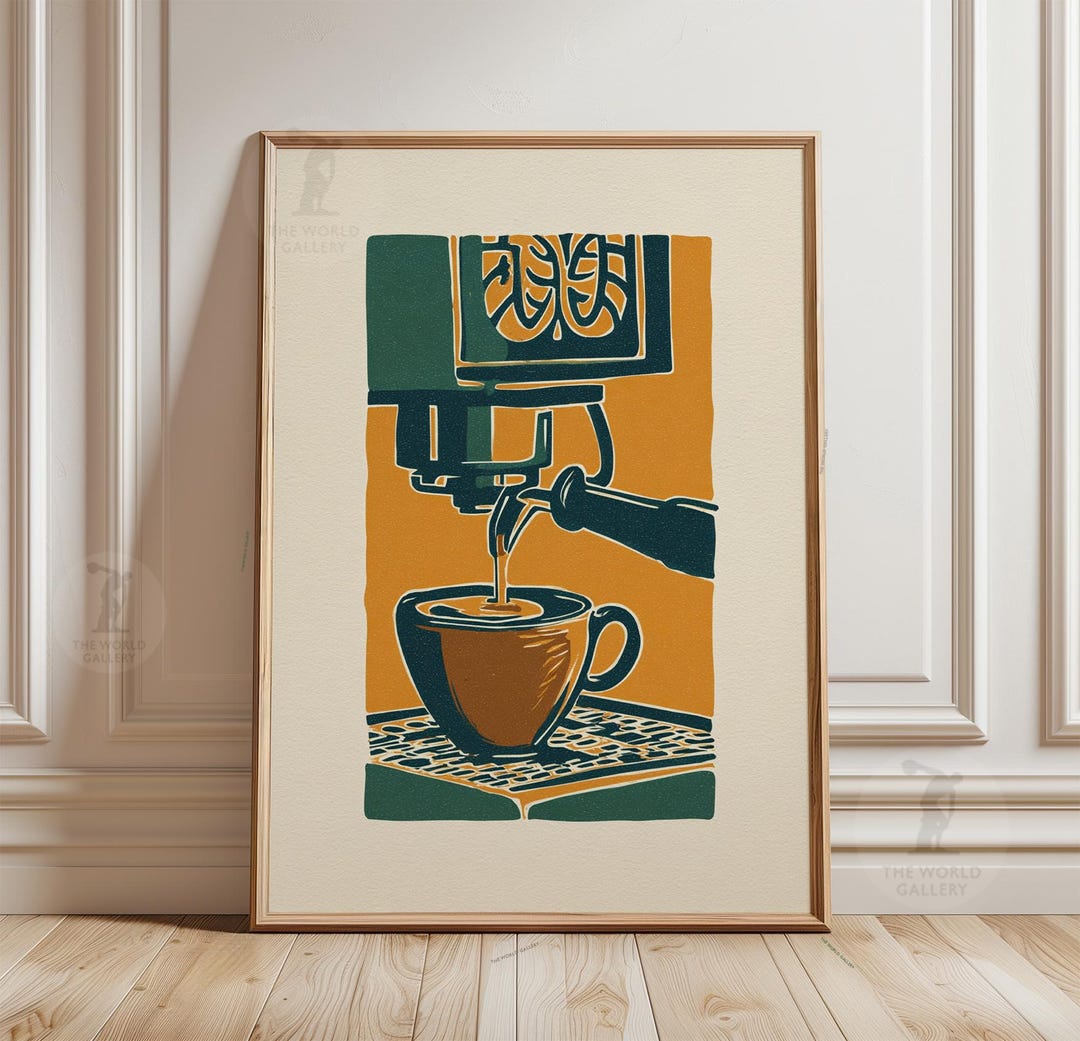 Espresso Machine Poster | Coffee Bar Wall Art Print | Vintage Cafe ...