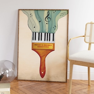 Piano Paintbrush Art Print, Music Room Decor - Etsy