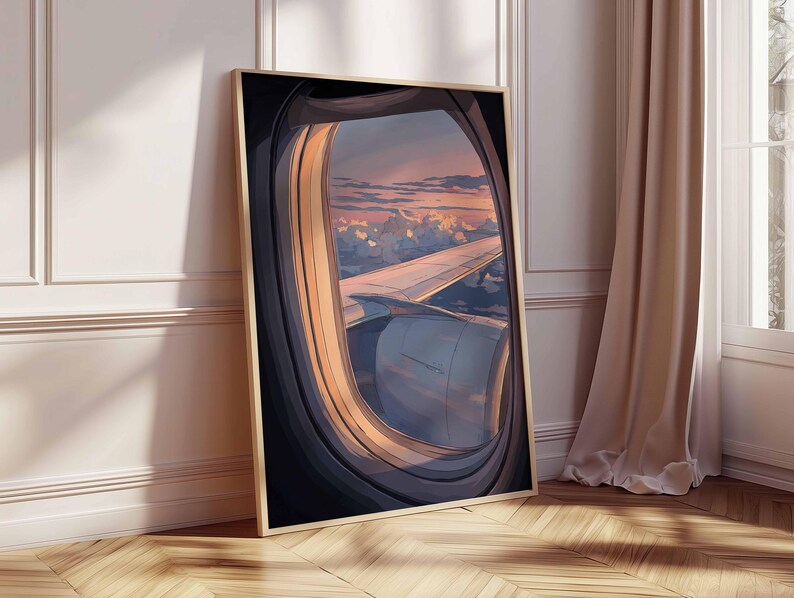 Airplane Window View Poster, Aviation Wall Art, Aircraft Wing Print ...
