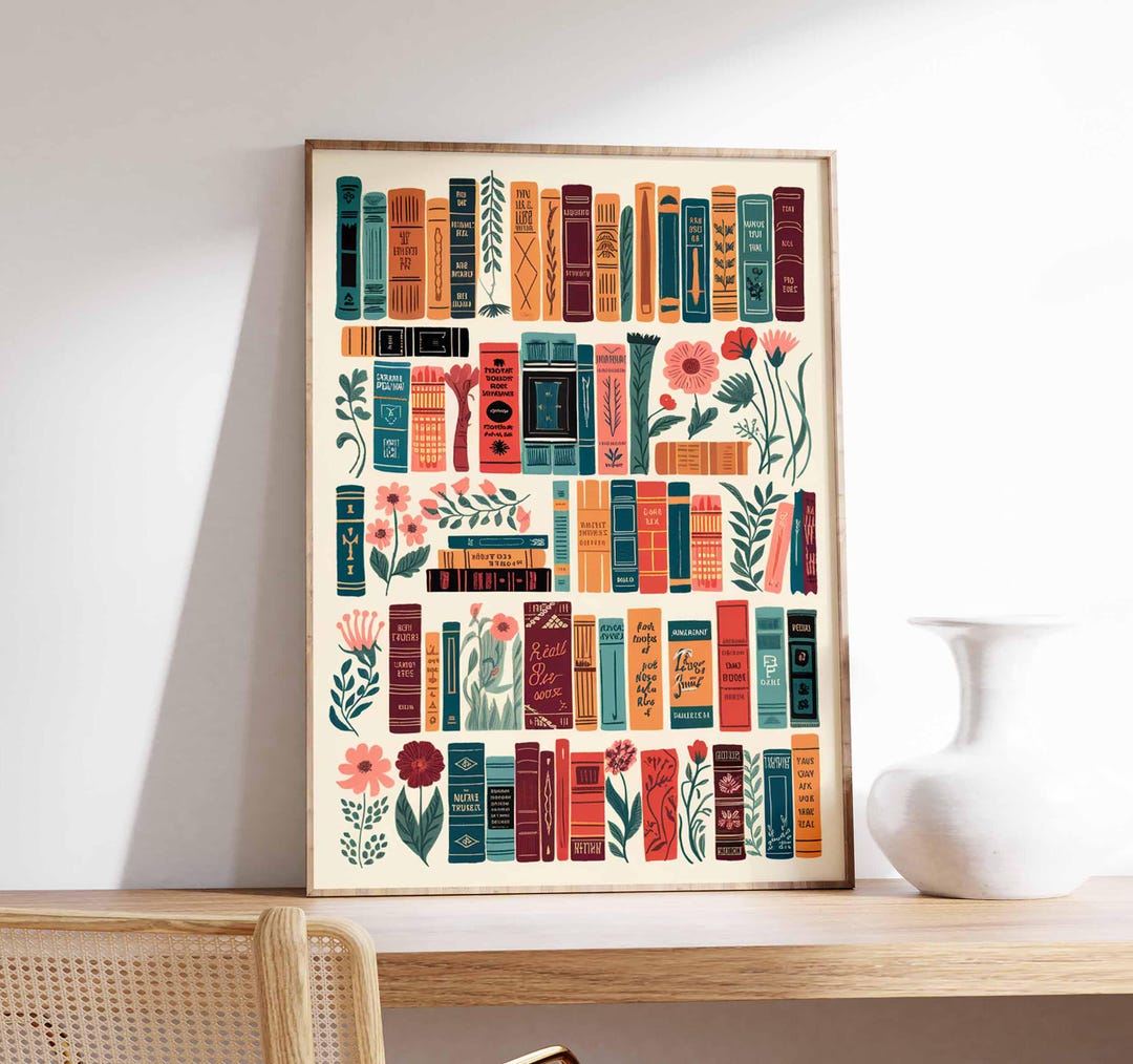 Vintage Library Poster, Book Art, Reading Poster, Book Lovers Gift ...
