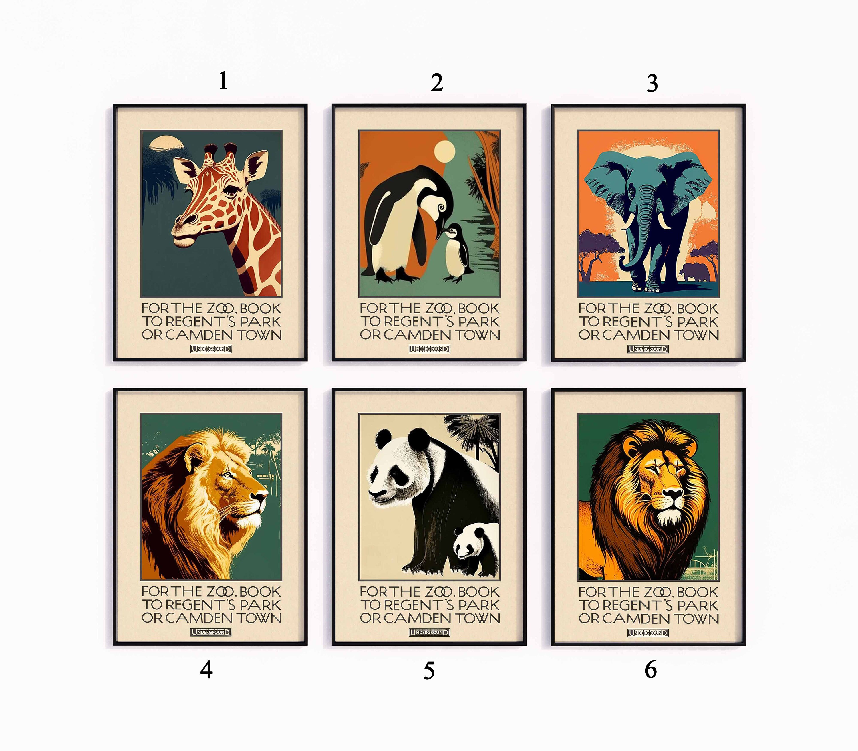 Vintage London Zoo Poster Set, Retro Animal Art Print, Museum Quality ...
