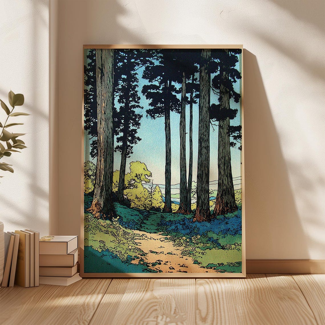 Vintage Forest Poster, Woodland Path Wall Art, Tranquil Nature Print ...