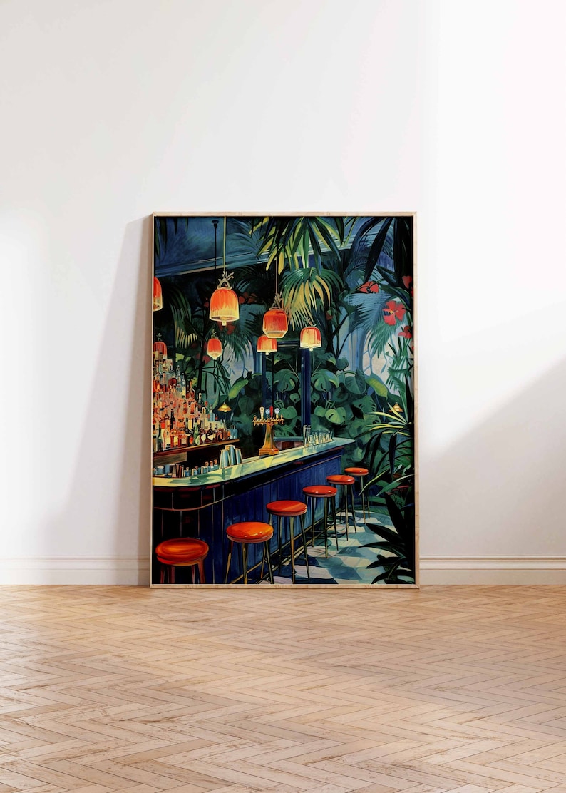 Retro Cocktail Bar Art Print, Vintage Kitchen Decor - Etsy