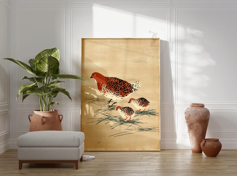 Japanese Farm Hen Poster | Vintage Chicken Wall Art | Rustic Minimal ...