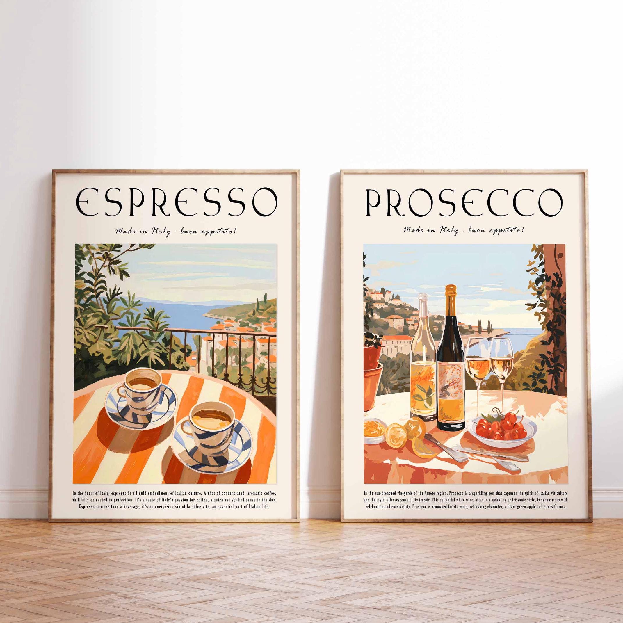 Set of 2 Espresso and Prosecco Posters, Drink Posters, Kitchen Decor ...