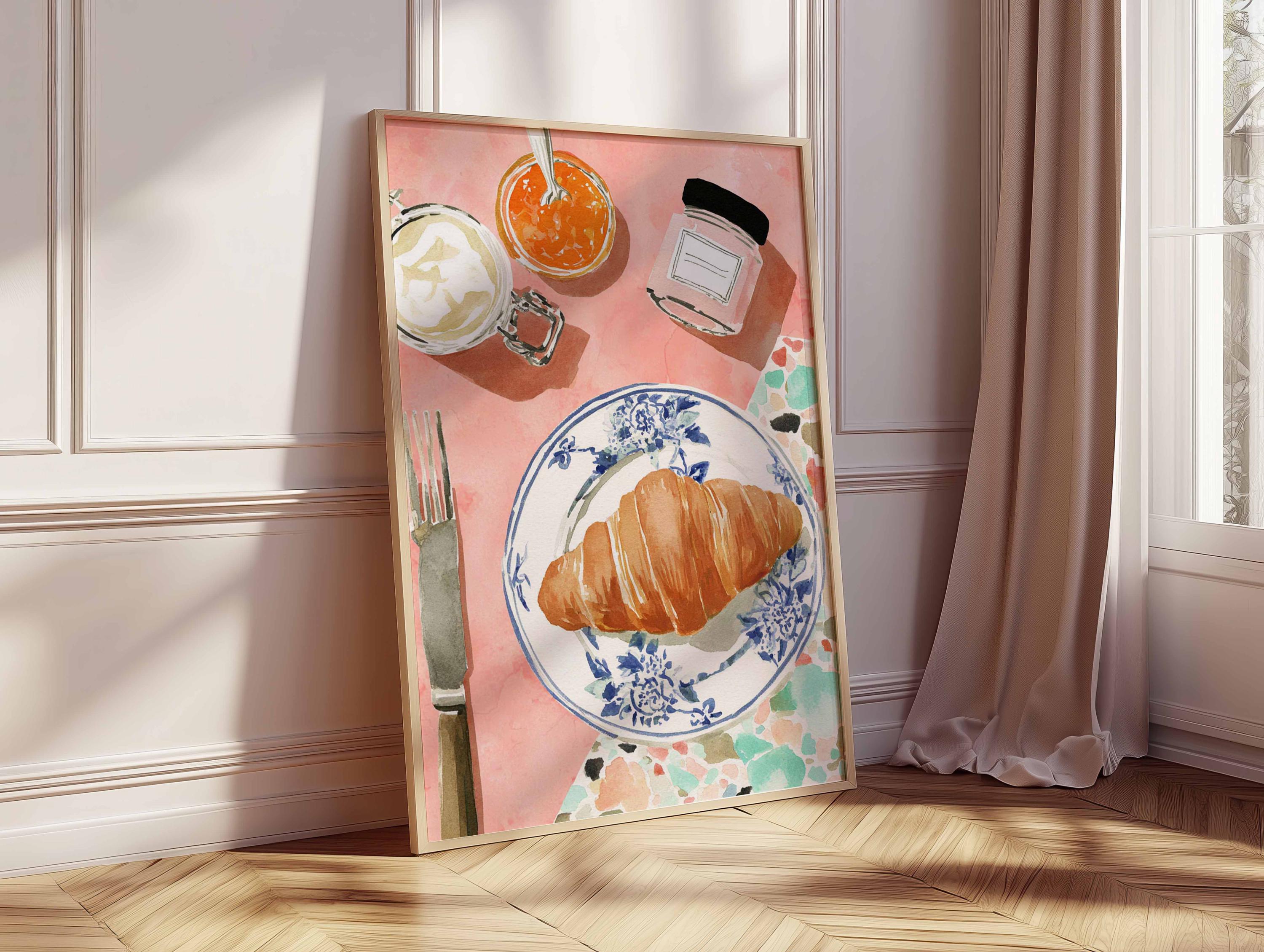 Croissant Poster, Paris Breakfast Wall Art, Foodie Kitchen Decor ...