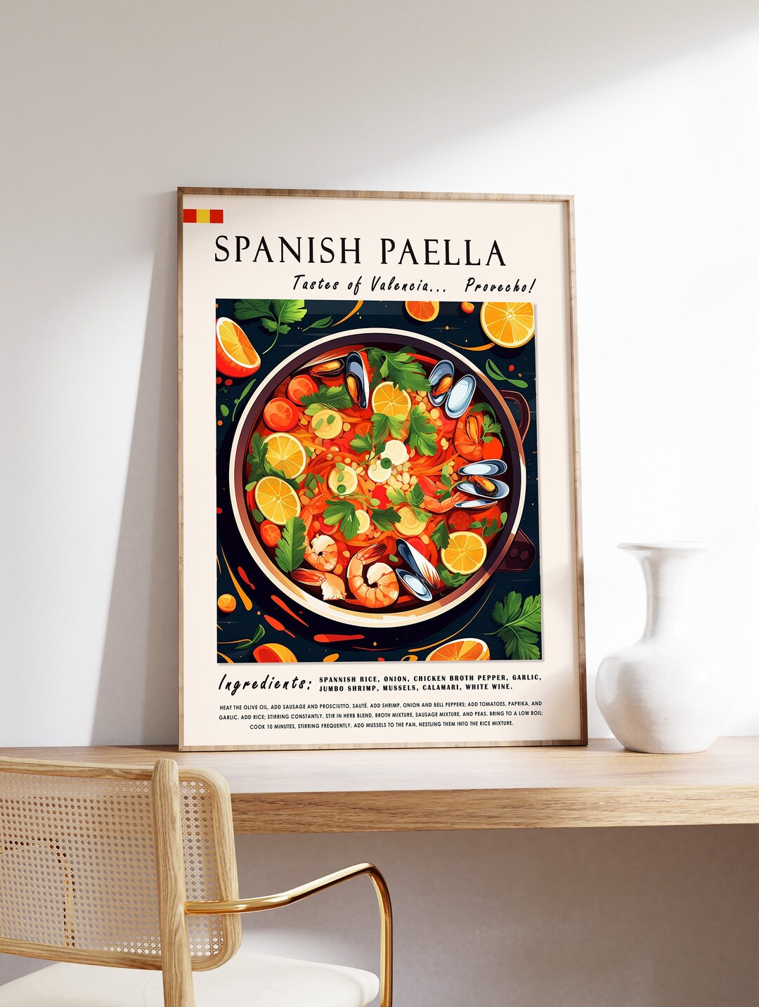 Spannish Paella Food Poster, Spanish Food Print, Spain Decor, Kitchen ...