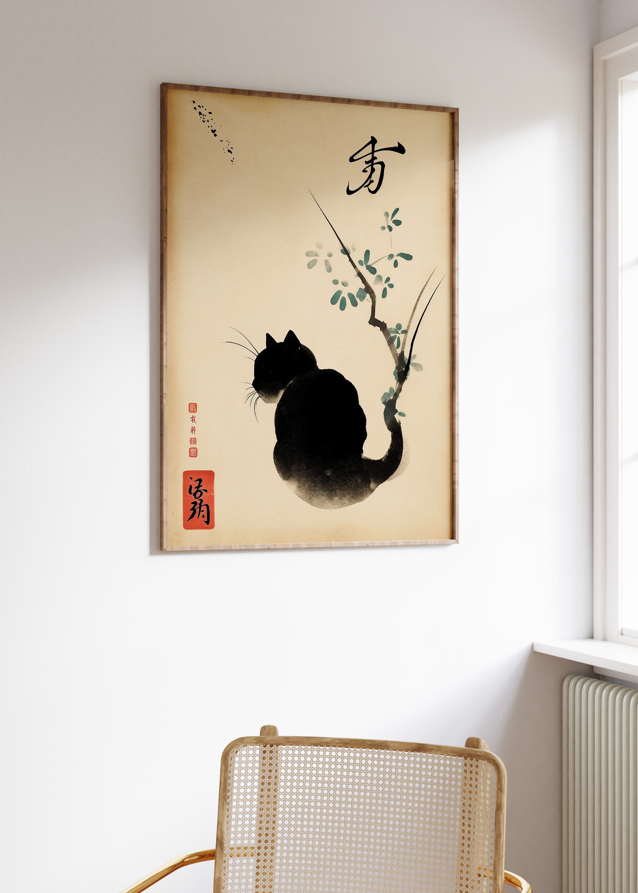 Vintage Japanese Cat Poster, Japanese Cat Print, Cat Gift, Gift for Cat ...