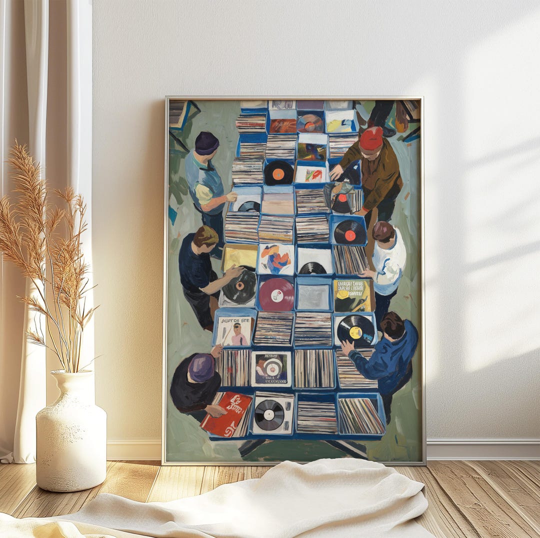 Retro Vinyl Record Store Poster, Vintage Music Print, Record Store Art ...