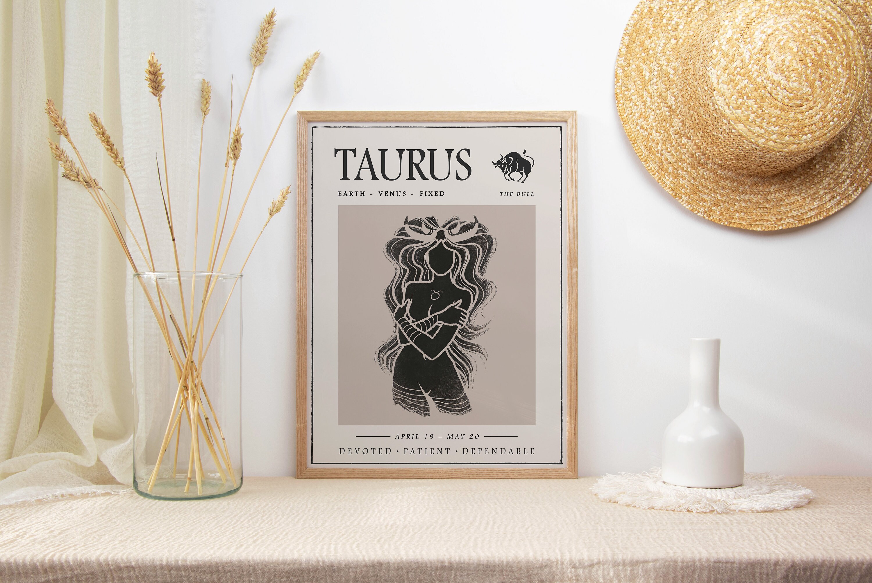 Star Sign Poster, Taurus Star Sign Print, Birthday Gift, Zodiac ...