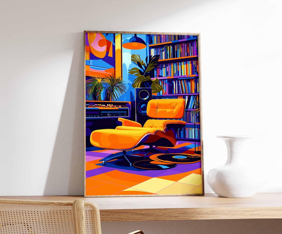 Retro Music Room, Vinyl Poster, Vintage Music Print, Record Store Art ...
