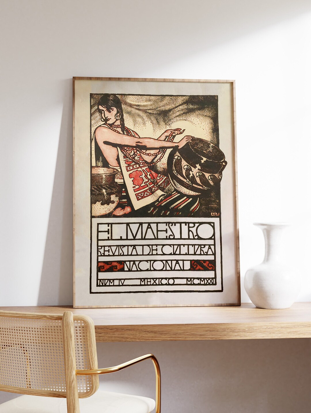Mexican Exhibition Art Poster, Mexican Print, Floral Vintage Wall Art ...