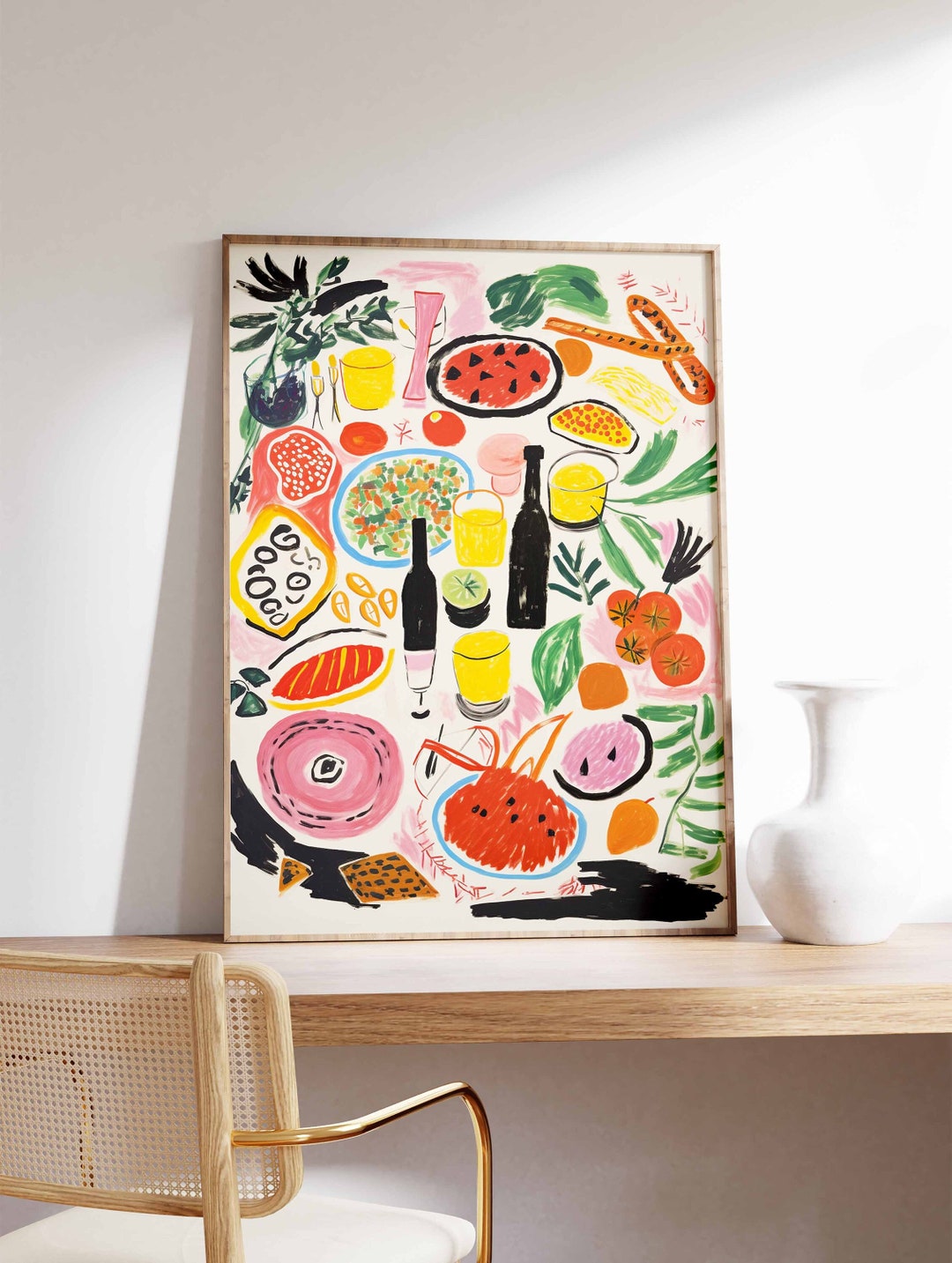 Colourful Food Print, Retro Food Art, Vintage Kitchen Poster, Kitchen ...