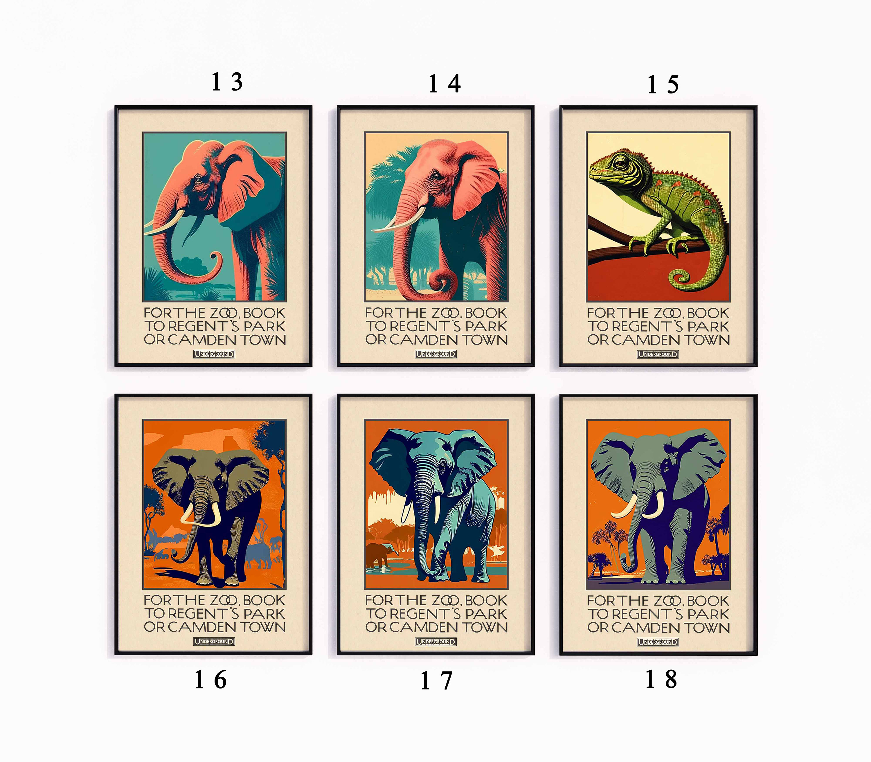 Vintage London Zoo Poster Set, Retro Animal Art Print, Museum Quality ...