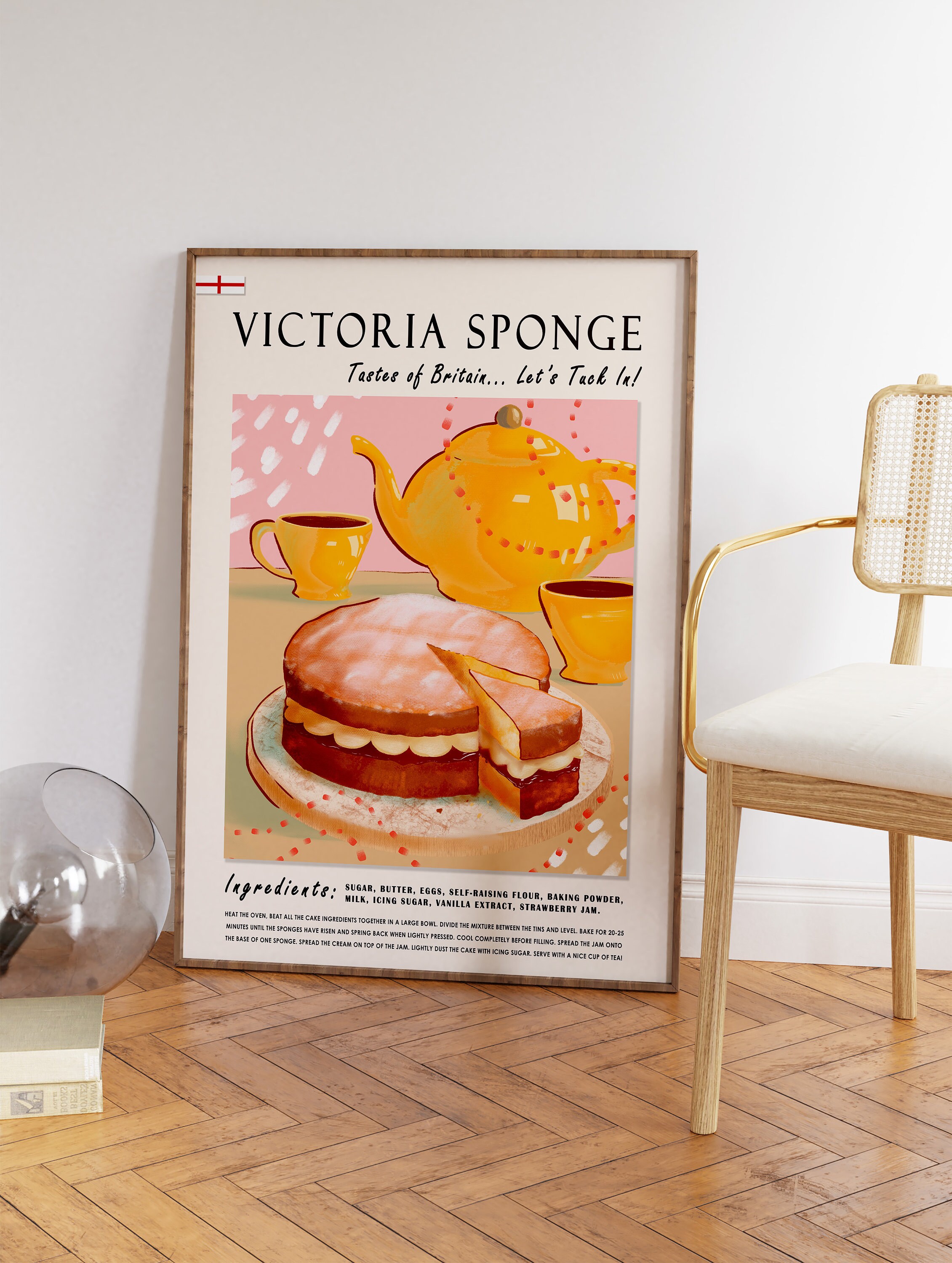 Victoria Sponge Cake Poster, Food Art, Food and Drink Poster, Cake ...