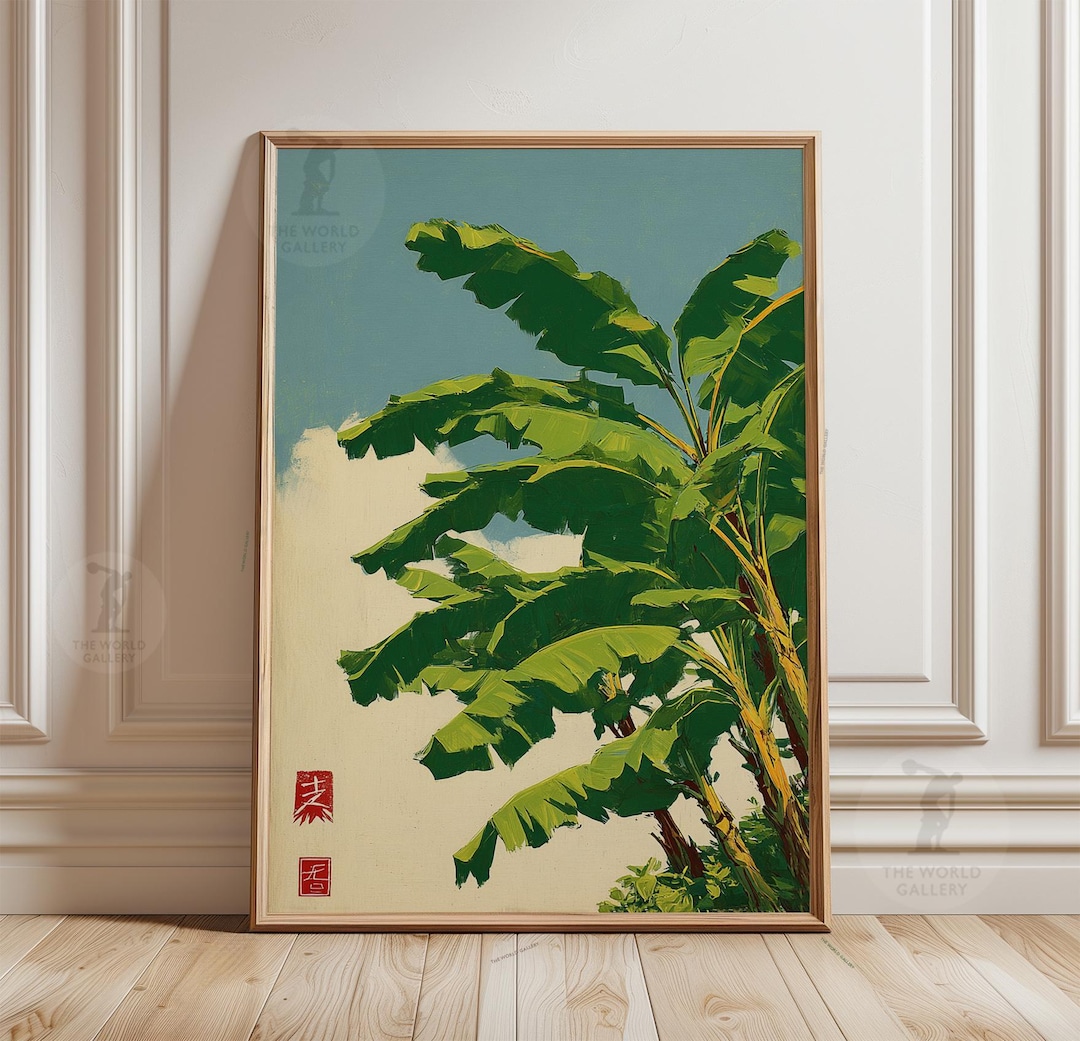 Tropical Banana Leaf Poster | Botanical Wall Art | Vintage Style Jungle ...