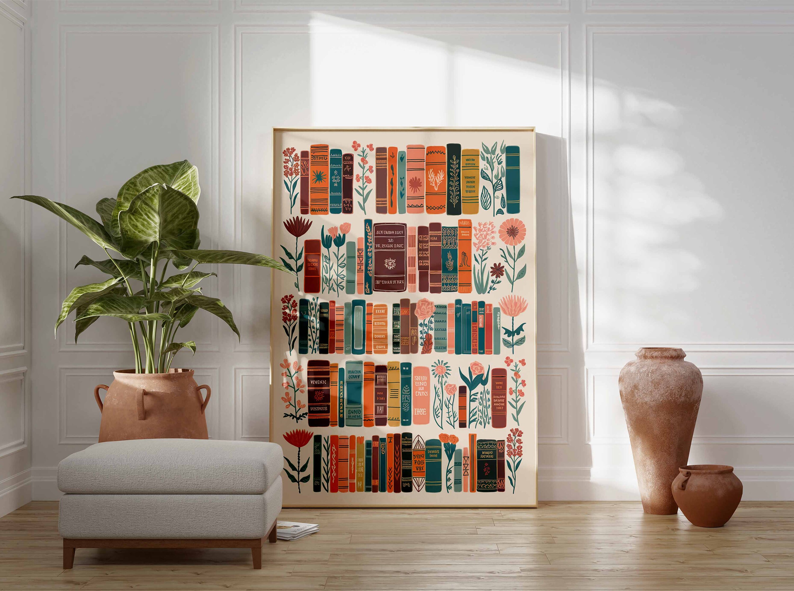 Vintage Library Poster, Book Art, Reading Poster, Book Lovers Gift ...