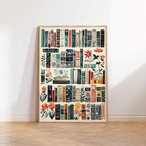 Vintage Library Poster, Book Art, Reading Poster, Book Lovers Gift ...