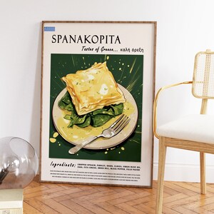 Spanakopita Food Poster, Greek Kitchen Art Print - Etsy
