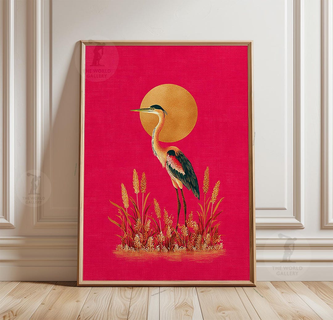 Colourful Heron Bird Poster | Tropical Wetland Wildlife Illustration ...